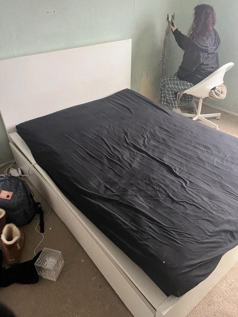 IKEA MALM DOUBLE Bed Frame - White - With Mattress - £31.90 - PicClick UK