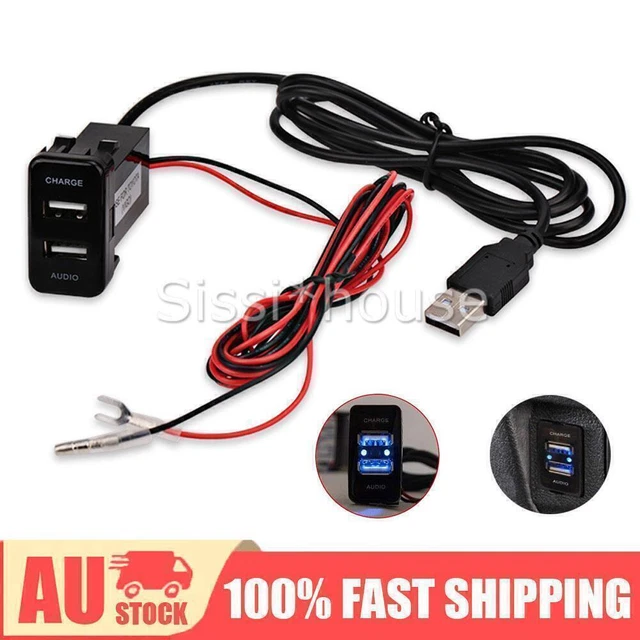 DUAL PORT USB Car Charging Port Charger with Audio Socket for Toyota ...