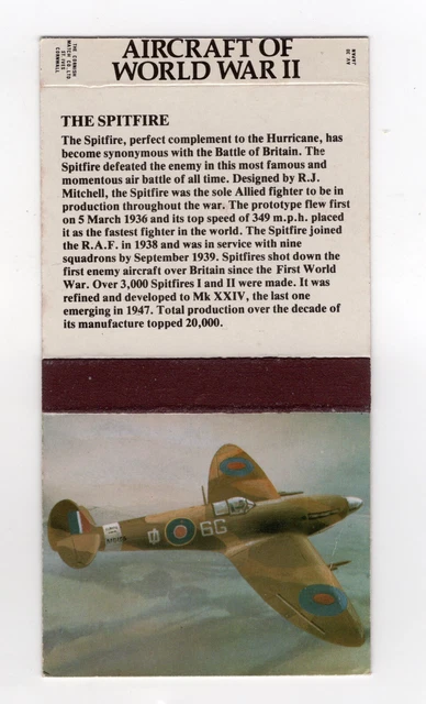 AIRCRAFT OF WORLD War II Matchbox Label. The Spitfire EUR 3,67 ...