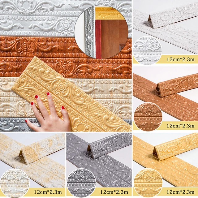 3d Embossed Wall Trim Line Skirting Border Self Adhesive Sticker Home