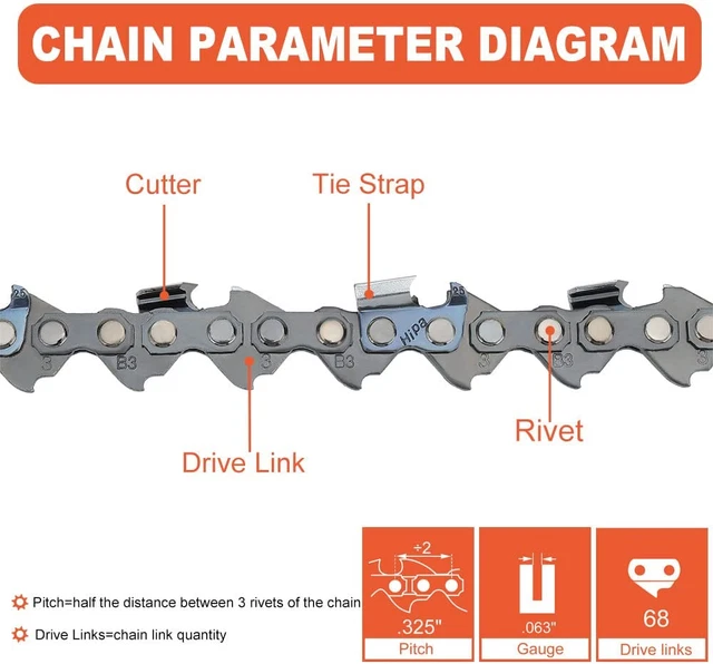 L68 18 INCH Chainsaw Chain for Stihl MS250 MS250C MS230 MS230C MS251 ...