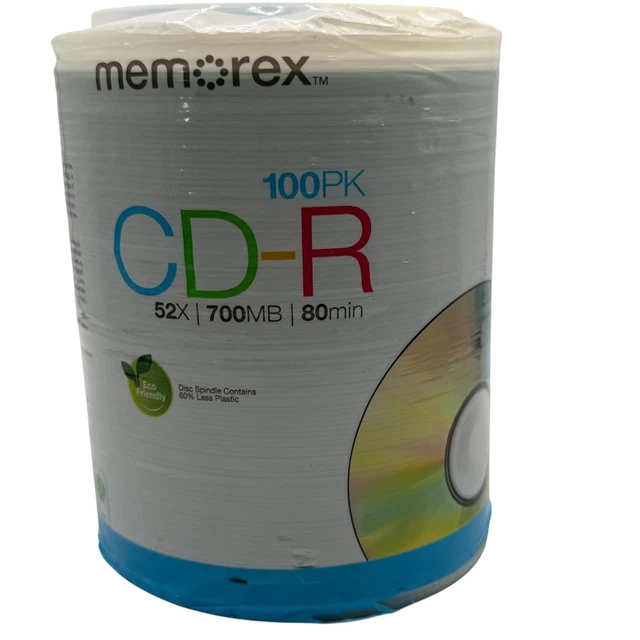 MEMOREX CD-R 700MB 80Min Recordable Discs 52X Speed 100 Pack Spindle ...
