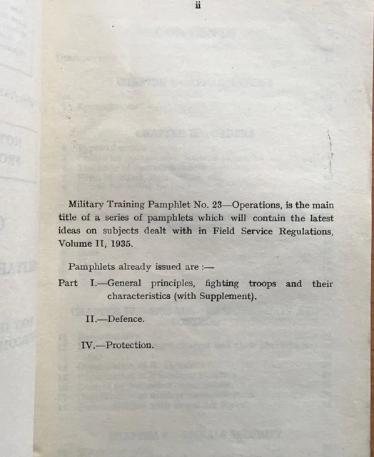 ORIGINAL WW2 BRITISH ARMY TACTICS PAMPHLET, MTP No. 23 OPERATIONS, PART ...