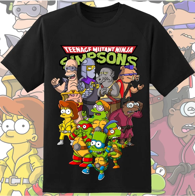 TEENAGE MUTANT NINJA Simpsons Turtles Crossover 90s Black T Shirt ...