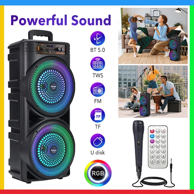 BLUETOOTH SPEAKERS LOUD Bass Portable Speaker Wireless Bluetooth Karaoke Machine £42.99 ...
