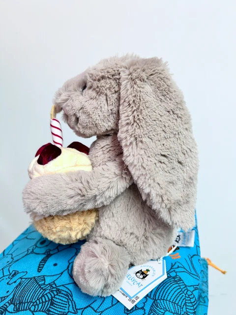 JELLYCAT BASHFUL BEIGE Bunny 'Birthday' Stuffed Toy Doll Gift Tag ...