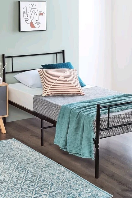 BLACK METAL BED Frame 3ft Single. Including Matteress £42.30 - PicClick UK