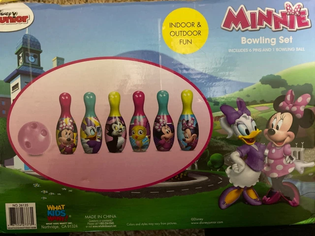 DISNEY JR. MINNIE Mouse BOWLING SET 6 Pins 1 Bowling Ball Indoor ...