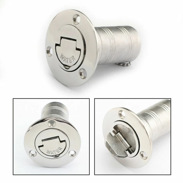 1.5& BOAT MARINE Deck Fill Filler Port Key Water Gas Tank 316 Stainless ...