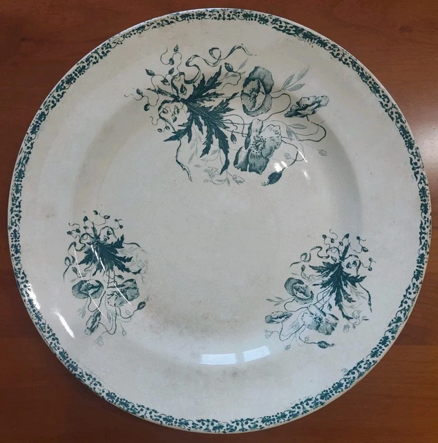 PLAT ROND FAÏENCE Terre De Fer Salins Décor Pensées Art Nouveau EUR 25 ...