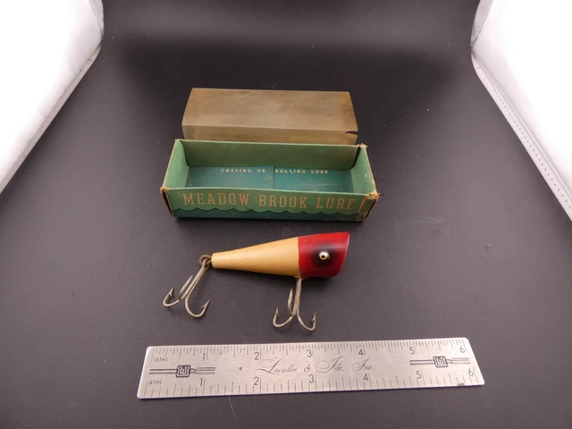 RARE WOODEN FISHING Lure Original Box Sears Roebuck Co Meadow Brook ...