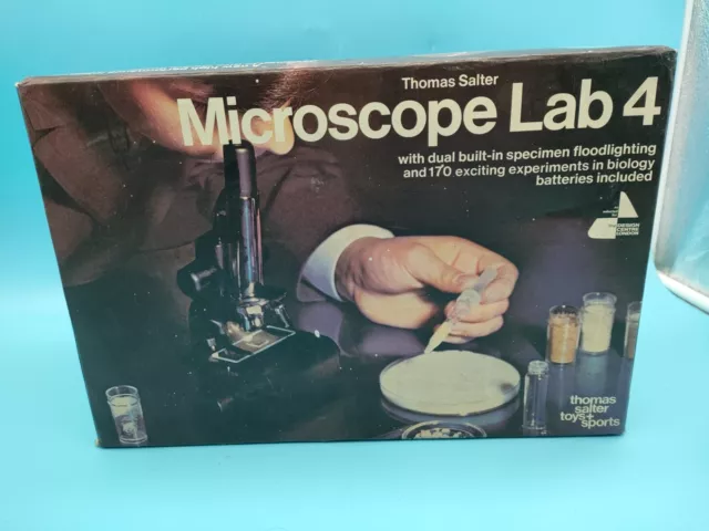 VINTAGE THOMAS SALTER Microscope Lab 4 set - Childs Science set with ...