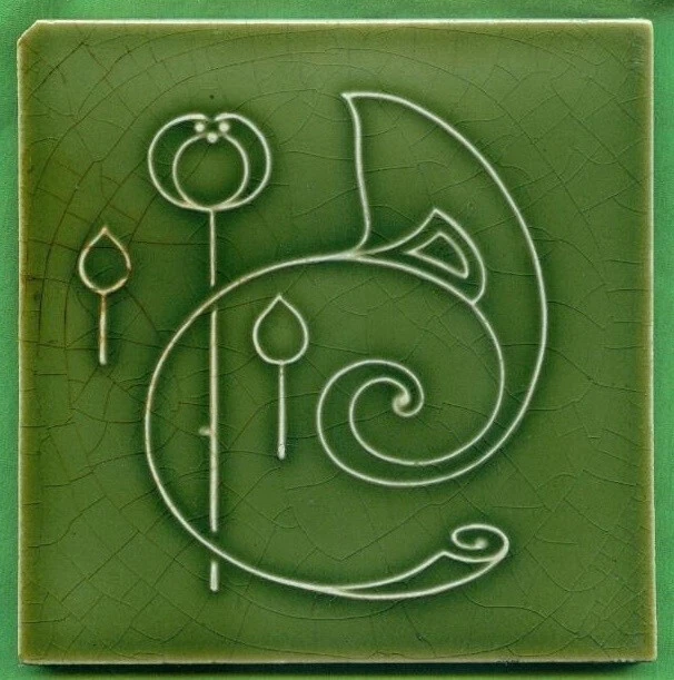 JUGENDSTIL FLIESE, ART Nouveau Tile, Tegel, Richards England, abstrakt floral EUR 69,90 ...
