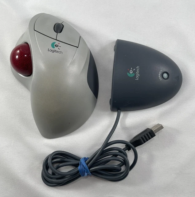 LOGITECH T-RA18 CORDLESS Trackman Wheel Trackball Mouse With Receiver ...