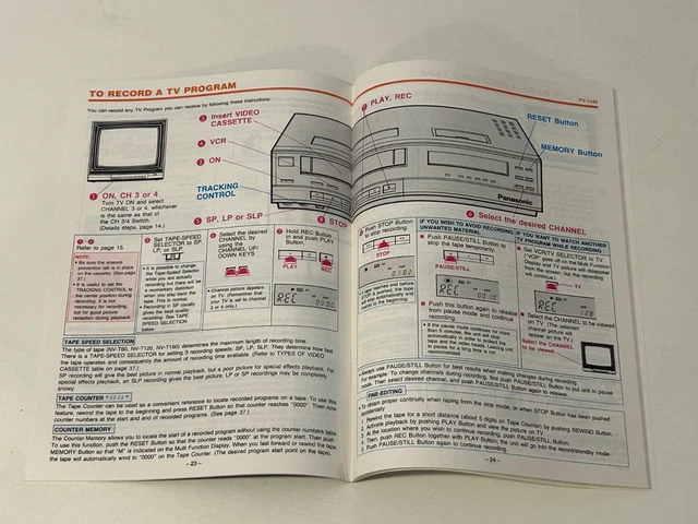PANASONIC OMNIVISION PV-1340 VHS ORIGINAL Owners Manual Operation Instructions $32.13 - PicClick CA