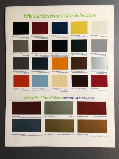 1980 FORD COLOR Chart Showroom Sales Folder / Brochure RARE!! Awesome L ...