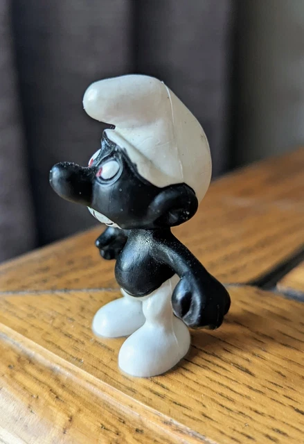 SMURFS ANGRY SMURF Black Teeth Red Eyes Vintage Figure PVC PEYO West ...