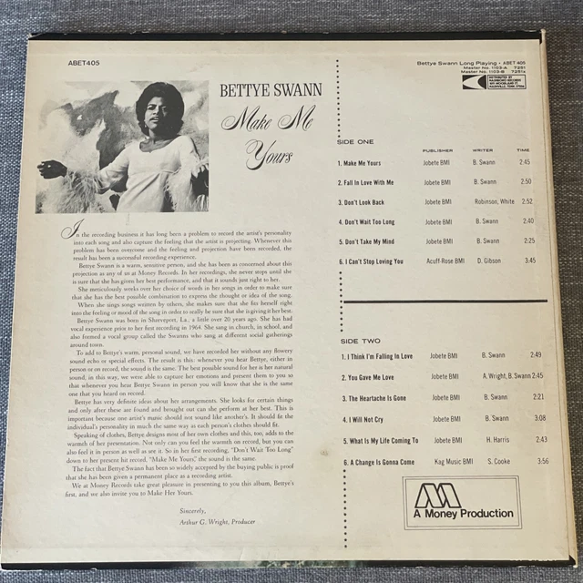 LP SOUL/FUNK BETTYE SWANN Make Me Yours ABET EUR 27,10 - PicClick FR