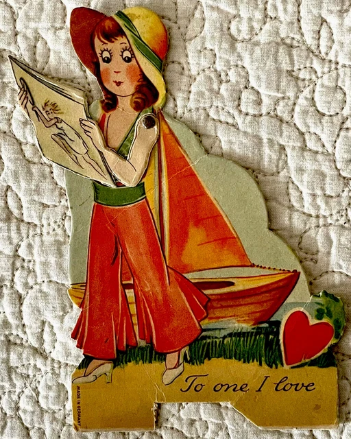 VINTAGE VALENTINE GIRL Sailboat Flapper Mechanical Die Cut Greeting Card 3 98 PicClick vintage-valentine-girl-sailboat-flapper-mechanical-die-cut-greeting-card-3-98-picclick