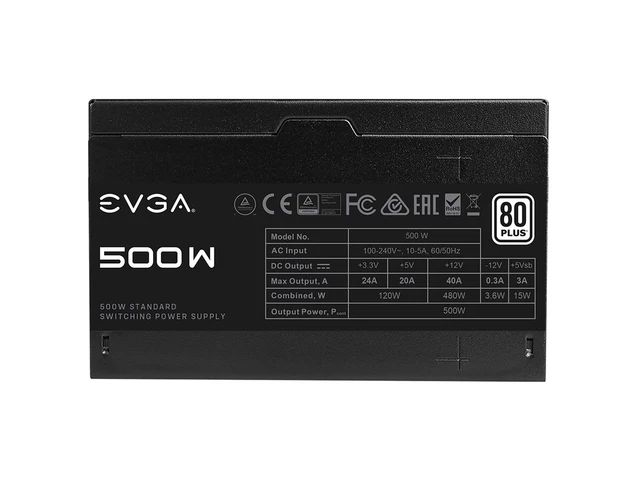 EVGA 500W 80 Plus Standard ATX Power Supply P/N: 100-W1-0500 | Tested ...