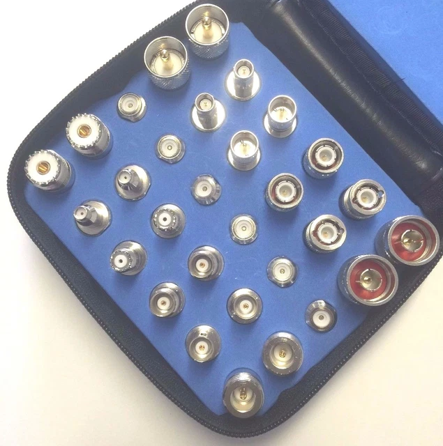 30PC UNIVERSAL RF Coax Adapter Kit Coaxial Connector N TNC BNC SMA UHF ...