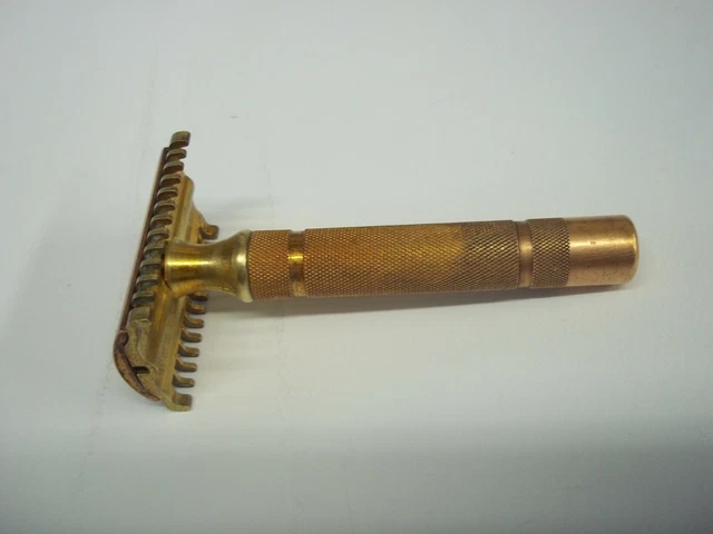 VINTAGE GILLETTE GOLD PLATED SAFETY RAZOR REISSUE PAT. No. 17567 EUR 22 ...