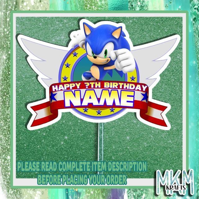 SONIC THE HEDGEHOG Card BIRTHDAY CAKE Topper Custom Made Any Name And ...