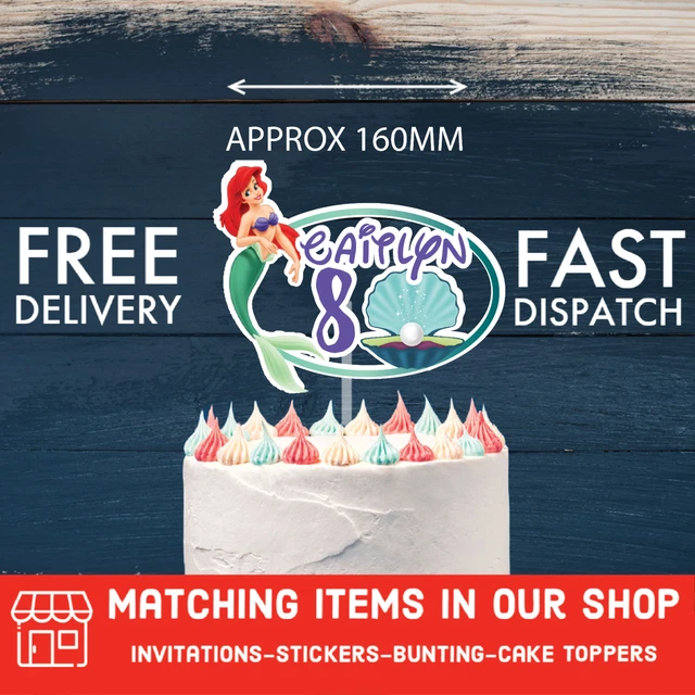PERSONALISED LITTLE MERMAID Disney Princess Birthday Cake Topper Party ...