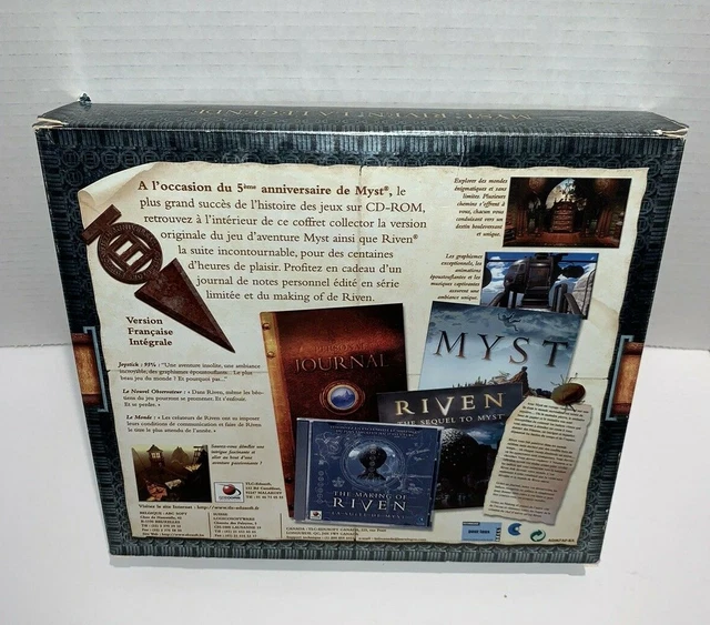 MYST RIVEN LA LEGENDE Coffret Jeu PC CD ROM Vintage French Français ...