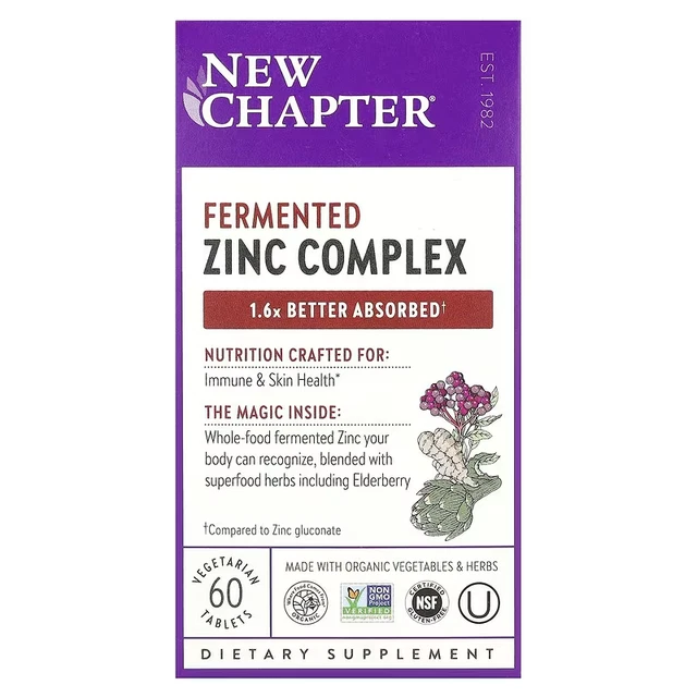 NEW CHAPTER, FERMENTED Zinc Complex, 60 Tablets, Expiry: 03/2028 £39.99 ...