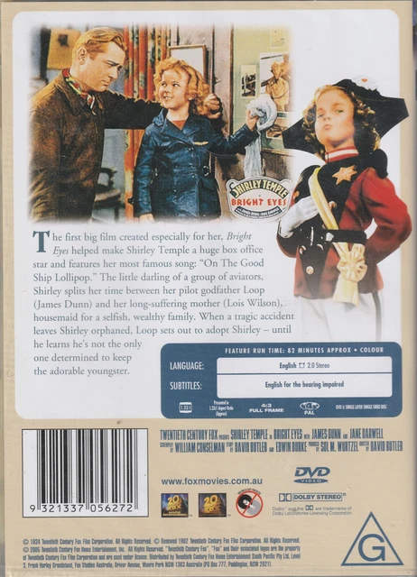 BRIGHT EYES (1934) Shirley Temple Region 4 Pal Dvd Brand New Sealed $6. ...