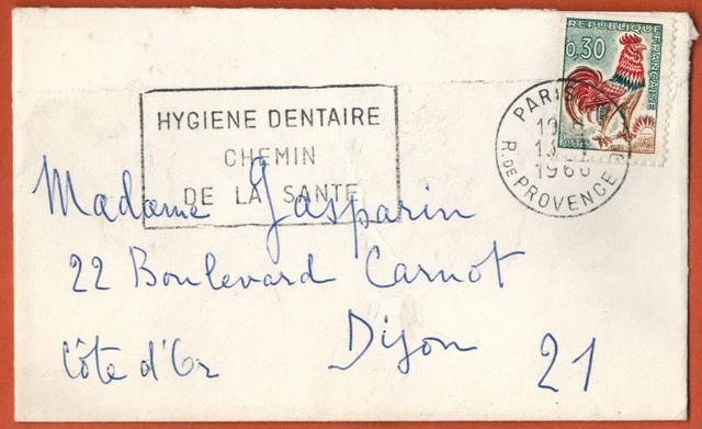 TIMBRE SUR LETTRE Publicitaire -chemin de la santé-Coq De Decaris(1331a ...