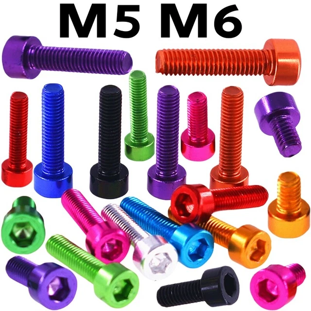 M5 M6 SOCKET Cap Head Screws Anodised Aluminum Alloy Hexagon Allen Bolt ...