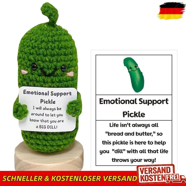 LUSTIGE EINGELEGTE GURKE mit Holzsockel, positive Karte, Pickle ...