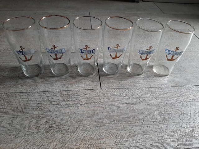LOT 6 VERRES anciens bière ancre alsace EUR 18,00 - PicClick FR