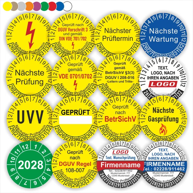 PRÜFPLAKETTEN DIN VDE DGUV UVV Leitern Tritte Regal Prüfung Jahresplaketten AS1 EUR 29,30 ...