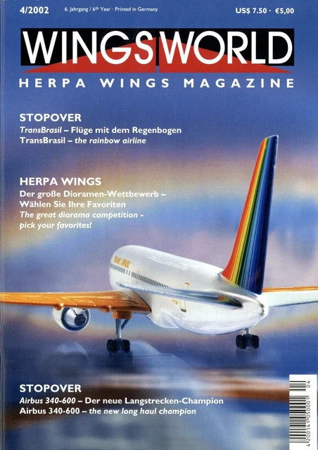 WINGS WORLD 2002 4/02 D GB Herpa Wings Magazine TransBrasil Airbus 340 ...