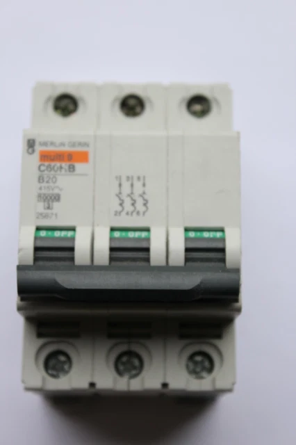 MERLIN GERIN SCHNEIDER Multi9 C60HB MCB B20 20A 3 pole 3P Mini Circuit Breaker £7.99 - PicClick UK