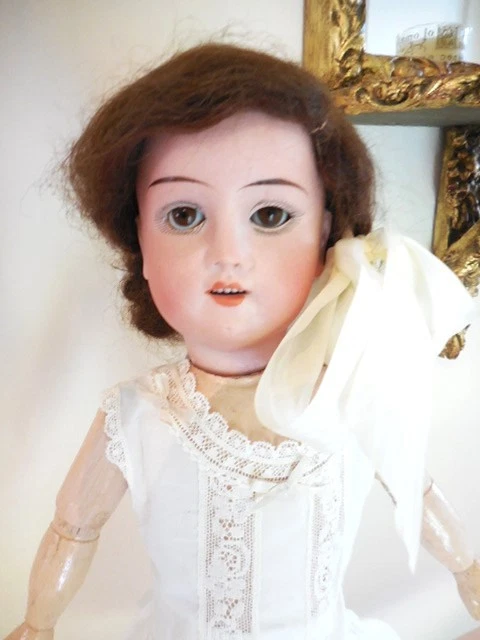 PRETTY ANTIQUE DOLL with No Markings small issues Original Mohair Wig ...