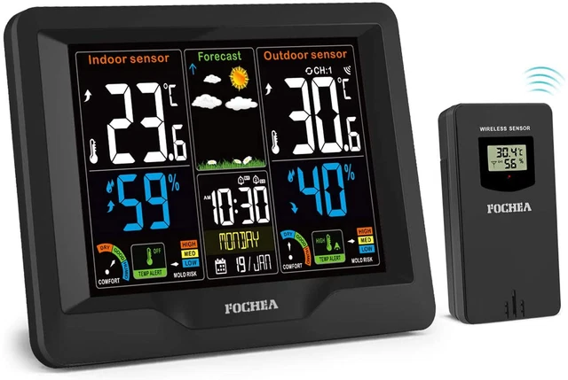 STATION MÉTÉO SANS fil FOCHEA avec capteur extérieur EUR 42,55 - PicClick FR