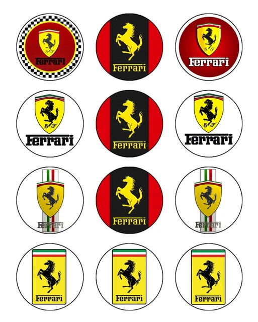 FERRARI CAR CUPCAKE Toppers Edible Icing Image Cake Decorations 12 #01 ...