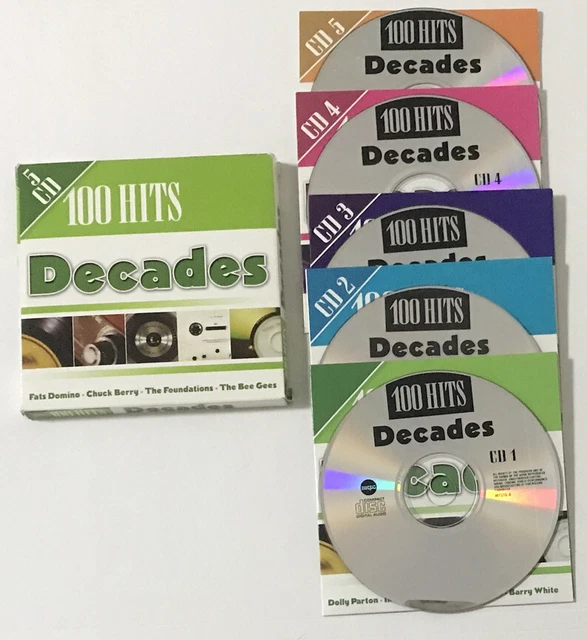 100 HITS DECADES 5x Cd Box Set Various Artists Bucks Fizz Bee Gees Tina ...