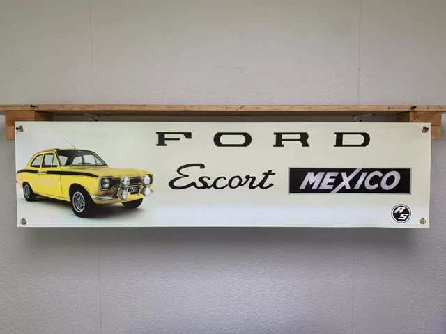 FORD ESCORT MEXICO Banner RS Yellow MK1 Classic Car Workshop Garage ...