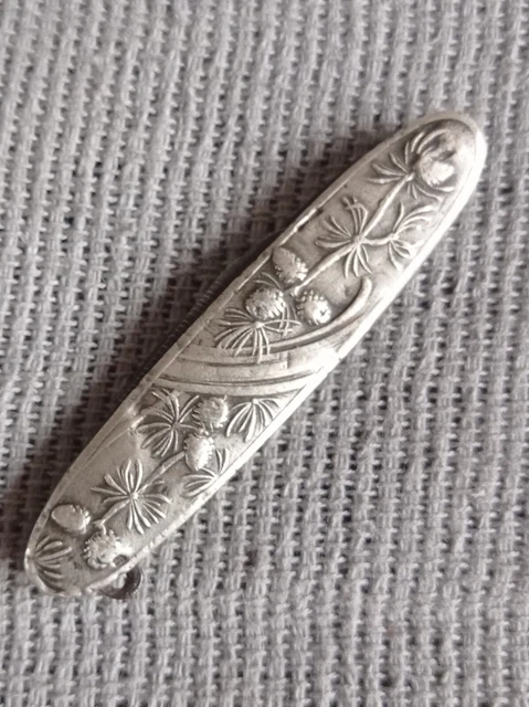 ANCIEN ONGLIER DE Chatelaine Art Nouveau Pignes de Pin Argent Massif ...