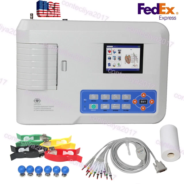 12-LEAD DIGITAL 3-CHANNEL Electrocardiograph ECG/EKG Machine interpretation + SW $773.51 ...