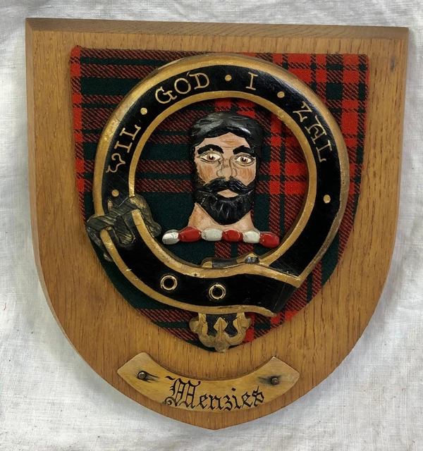 VINTAGE SCOTTISH CLAN Menzies Armorial Crest, Motto, Tartan, Culdares ...