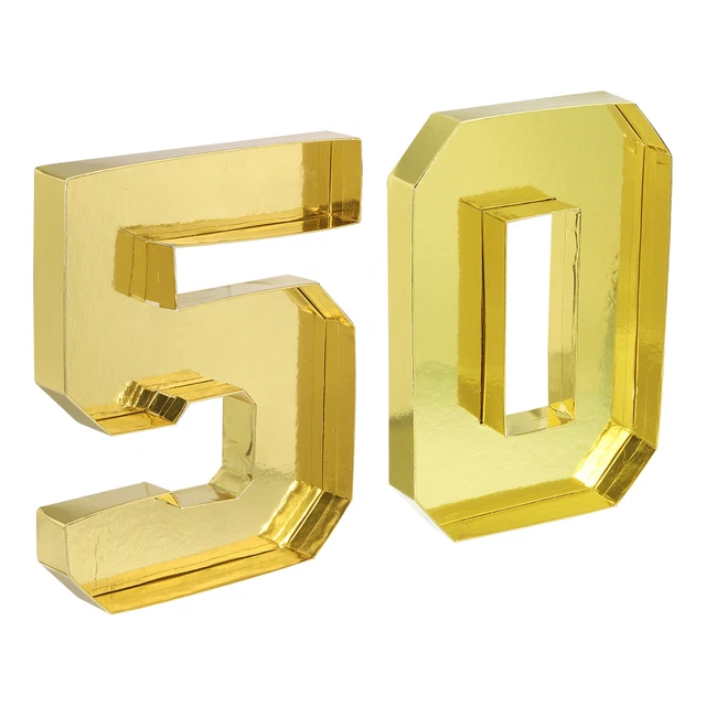 50 CARDBOARD NUMBER Set Paper Box Fillable Tray Container 10", Gold $37 ...