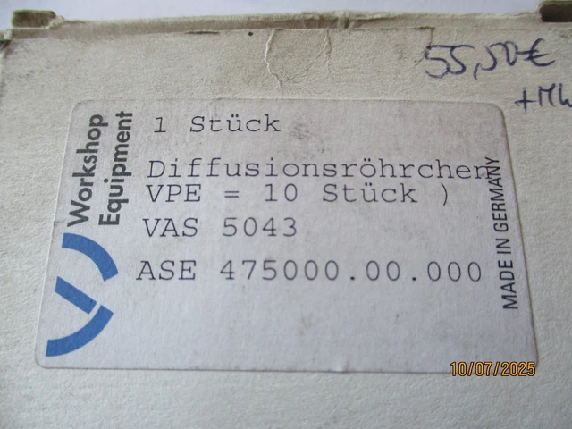 ORIGINAL VW AUDI VAS 5043 Spezialwerkzeug 10x Diffusionsröhrchen Dräger EUR 5,90 - PicClick DE