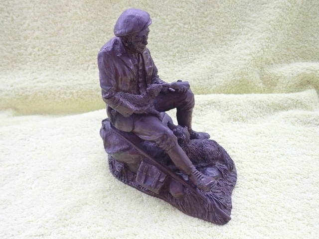 HEREDITIES BRONZE RESIN Shepherd with dog feeding Lamb - Signed ELPHICK ...