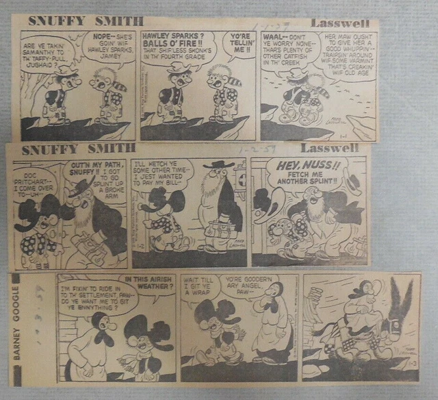 (312) &SNUFFY SMITH& Dailies by Fred Laswell from 1959 Size: 3 x 8 ...